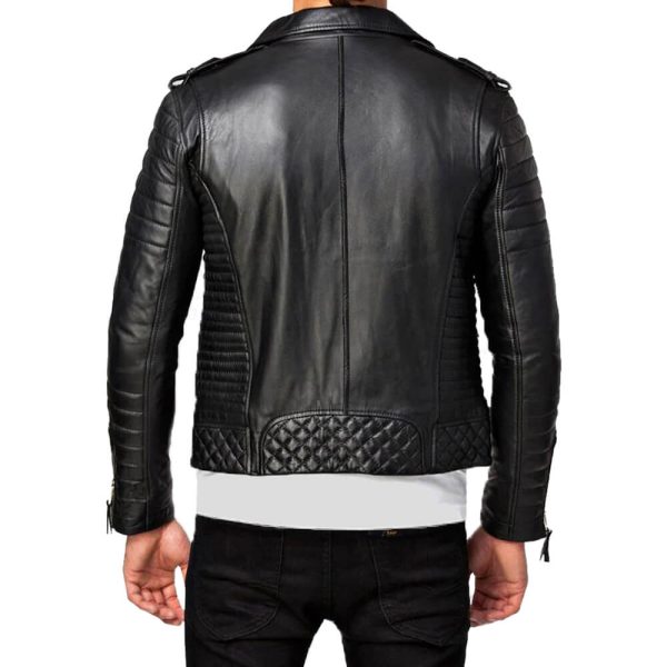 Mens Black Slim Fit Real Leather Jacket - Leather Lineage