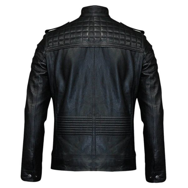 Mens Slim Fit Retro Cafe Racer Leather Jacket - Leather Lineage
